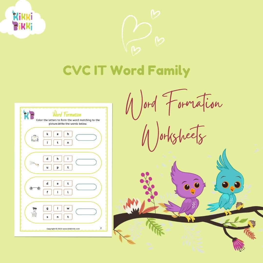 IT Word Family - Word Formation Worksheets for Kindergarten