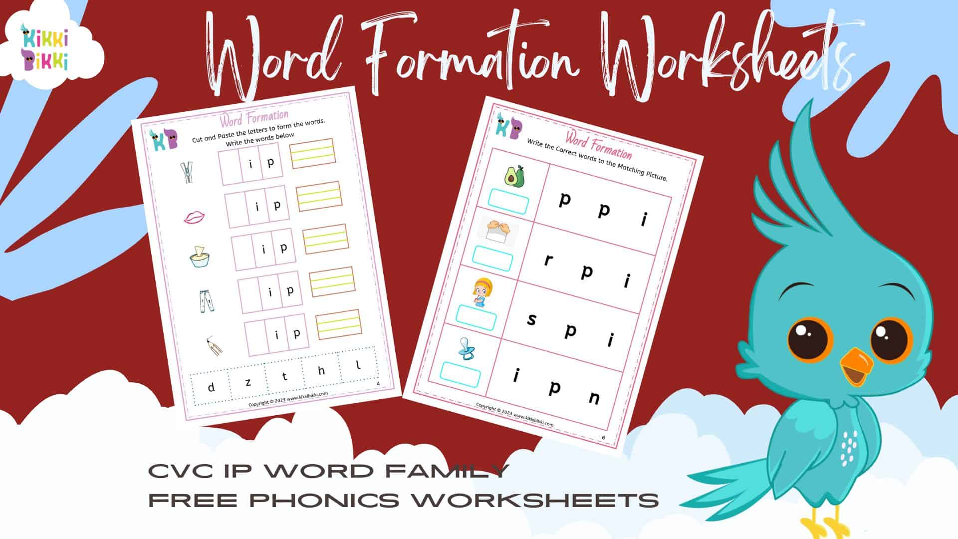 CVC IP Word Family - Word Formation Worksheets
