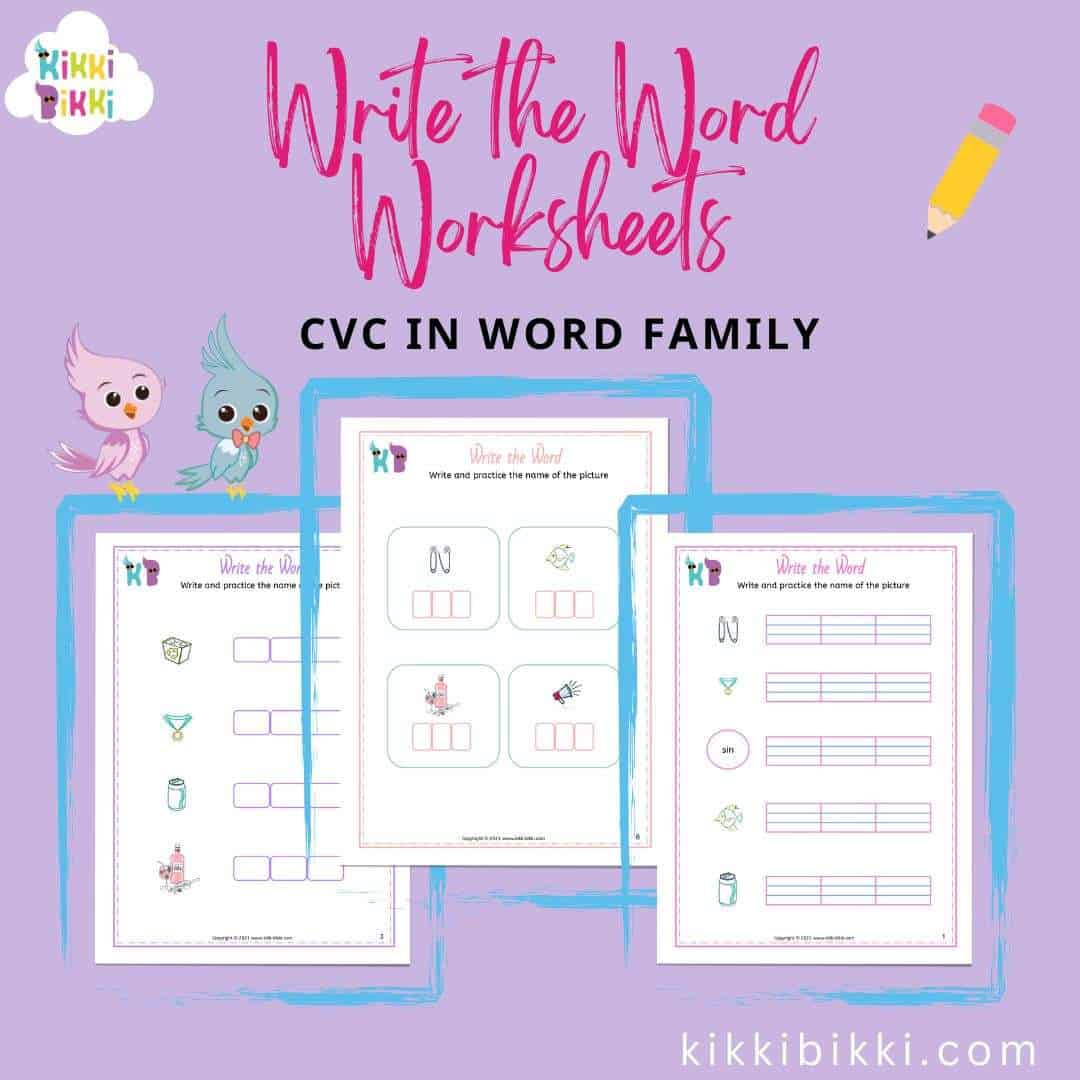 CVC IN Word Family Worksheets for Learning Fun
