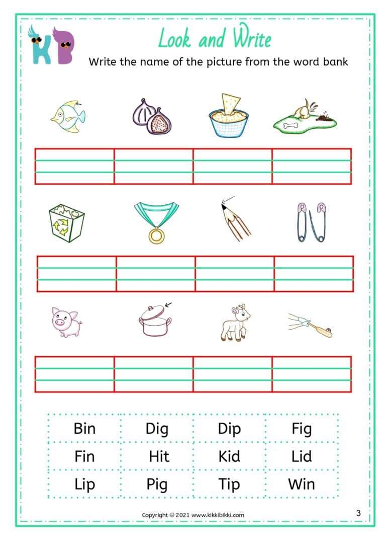 Consolidation of CVC I Word Family - Find and Write Worksheet