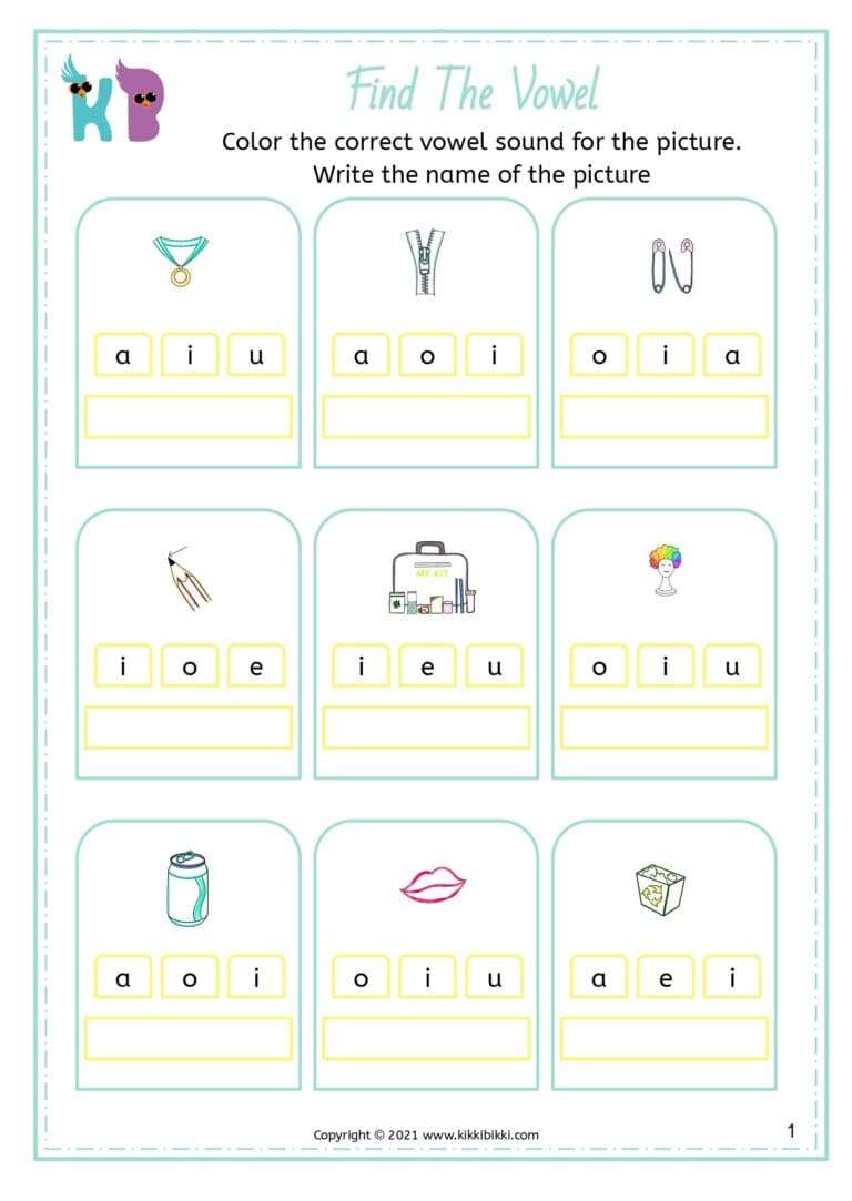 Vowels in CVC I Words: Free Worksheets for Kindergarten