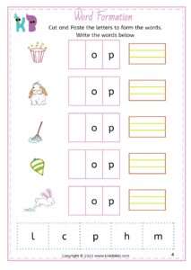 CVC OP Word Family and Word Formation Worksheet