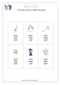 Exploring Phonics: CVC OP Word Family - Match and Write