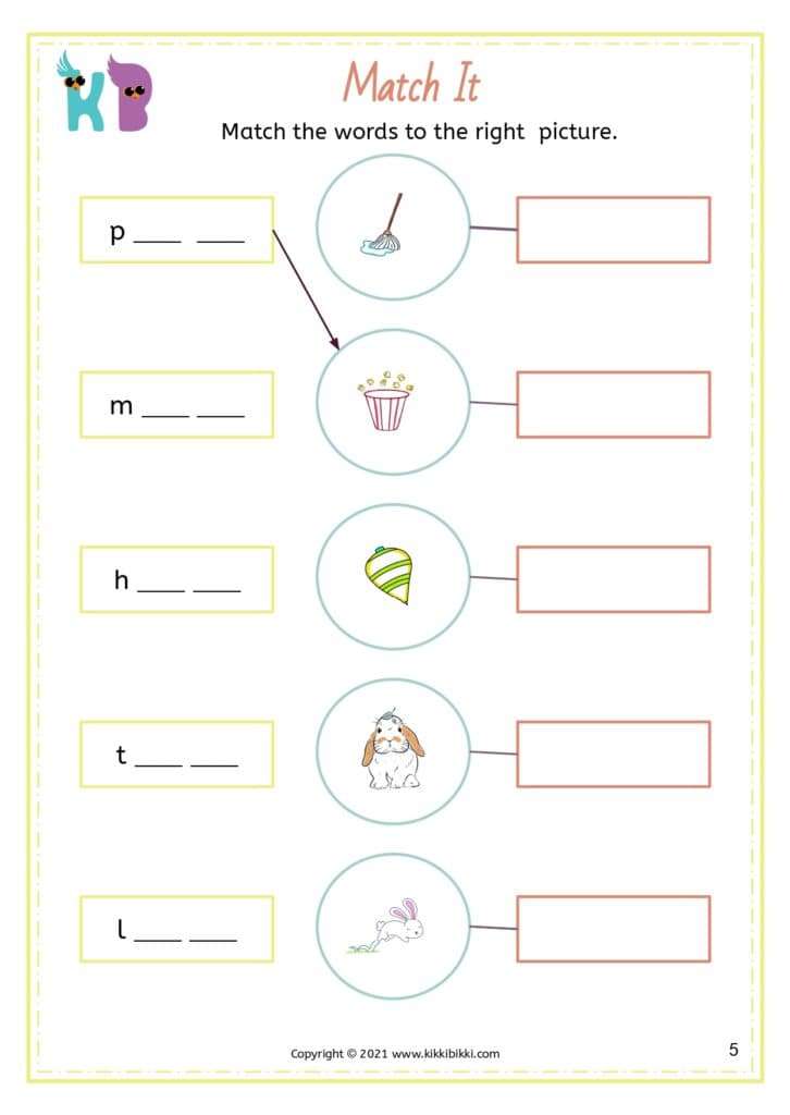 Exploring Phonics: CVC OP Word Family - Match and Write