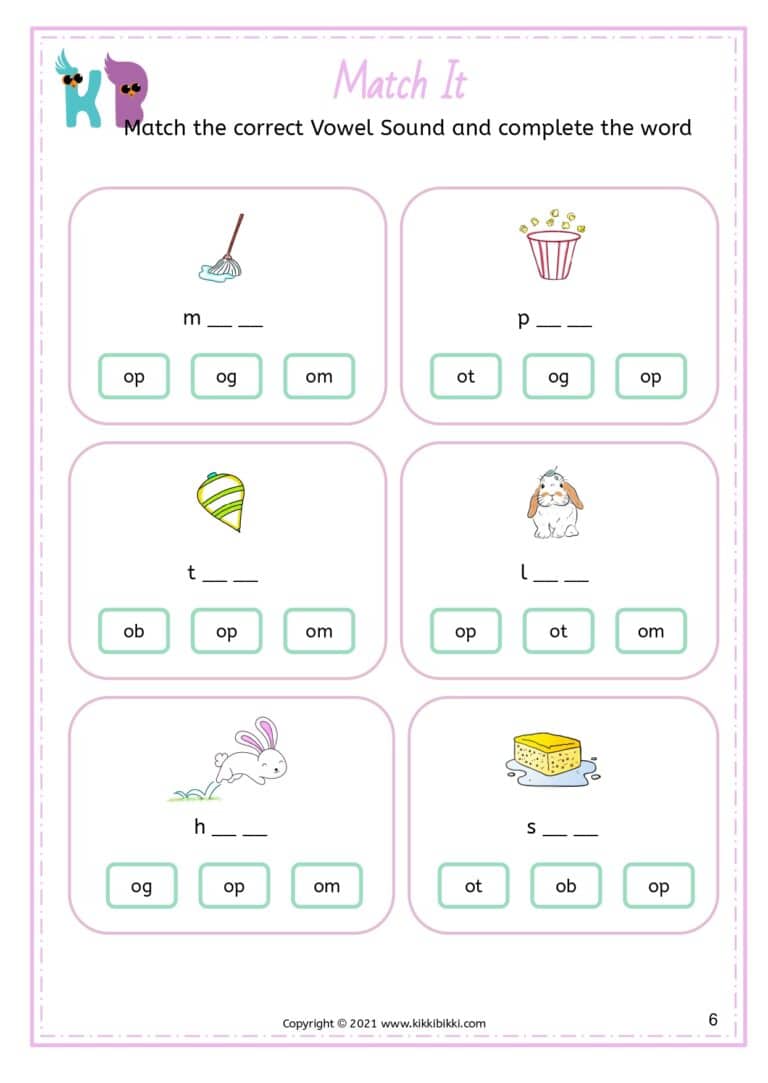 Exploring Phonics: CVC OP Word Family - Match and Write