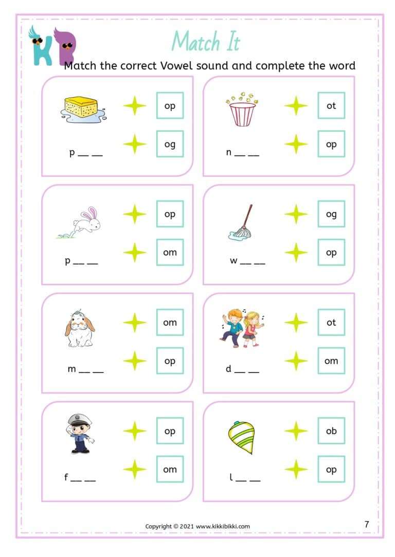 Exploring Phonics: CVC OP Word Family - Match and Write