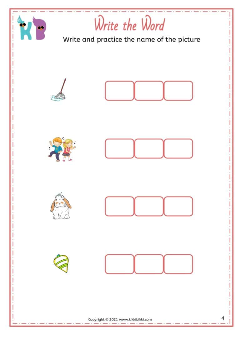 CVC OP Word Family Write the Word Worksheet