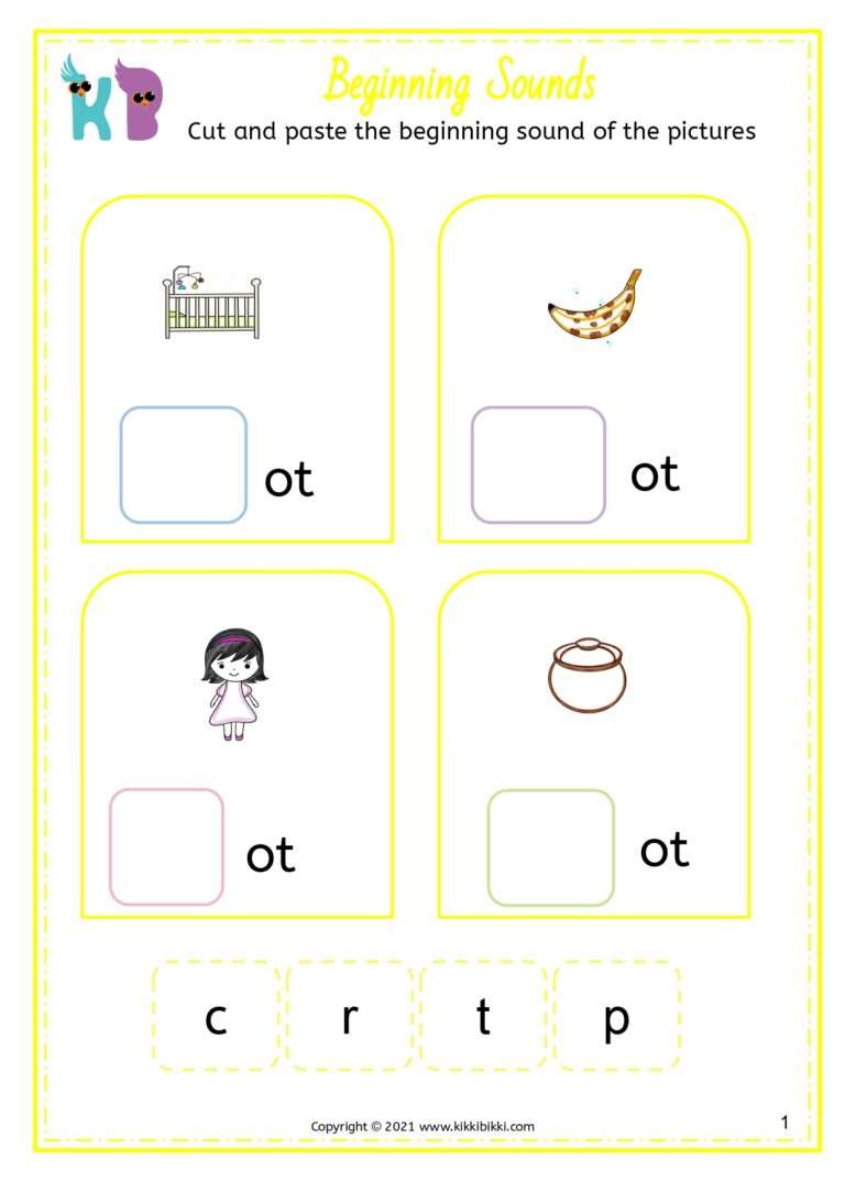 Beginning Sounds Worksheets: CVC OT Word Family