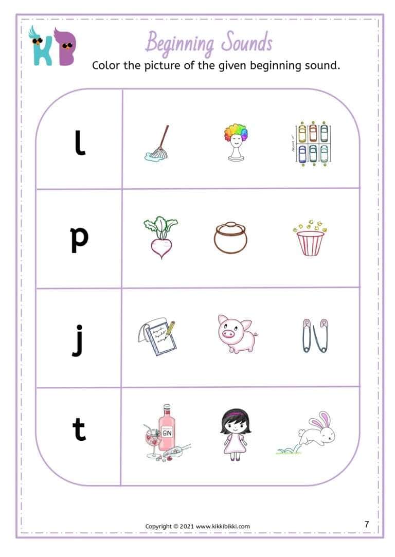 Beginning Sounds Worksheets: CVC OT Word Family