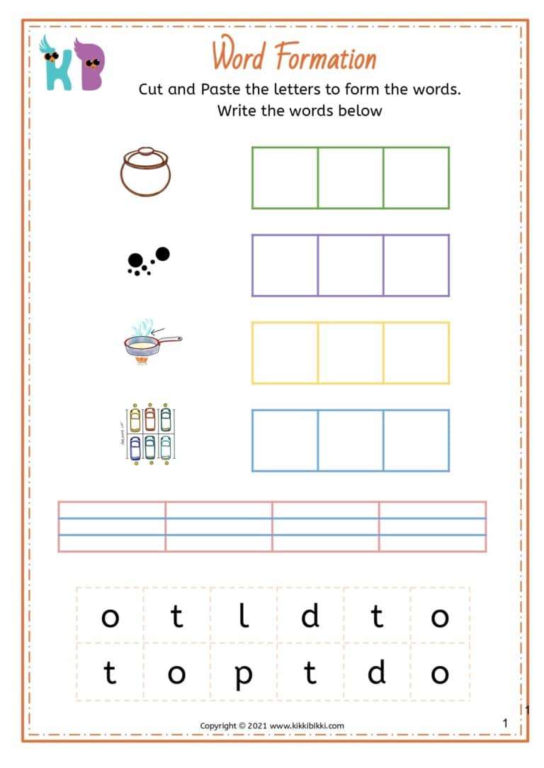 CVC OT Word Family - Word Formation Worksheets