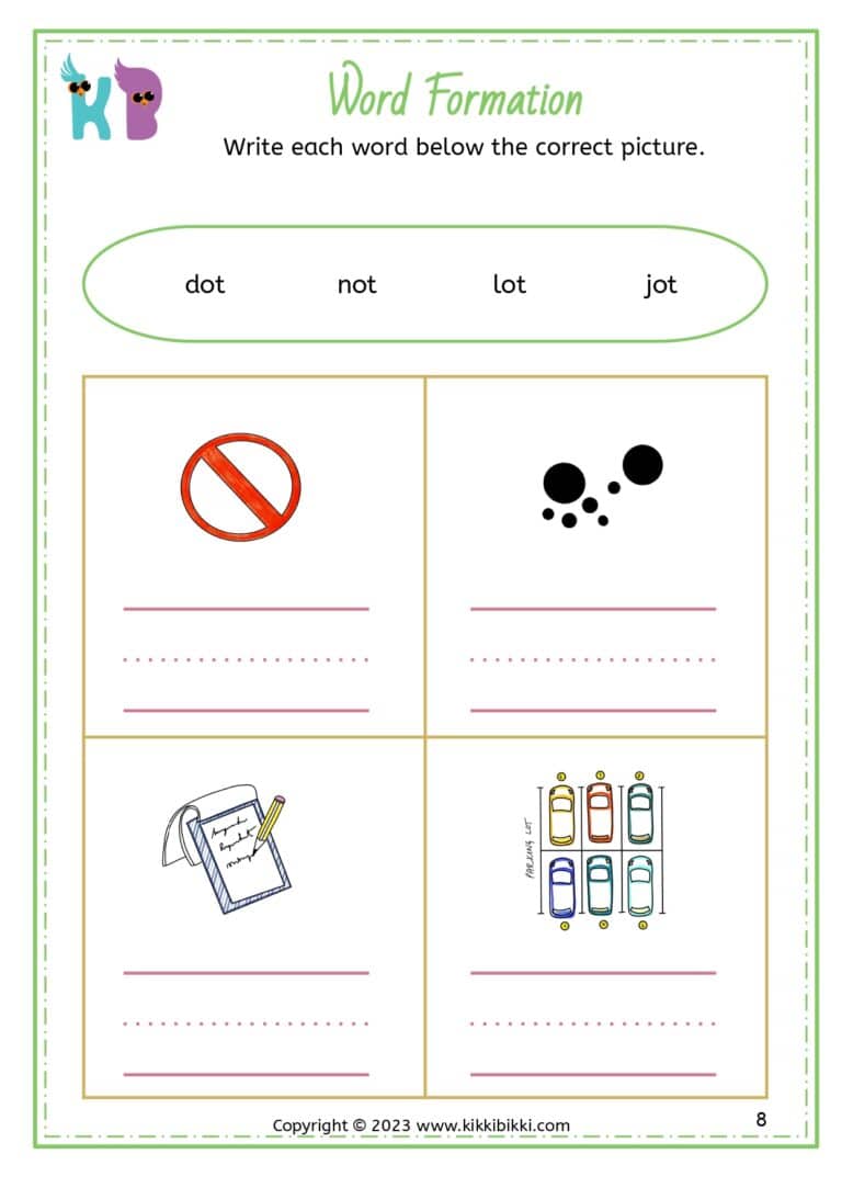CVC OT Word Family - Word Formation Worksheets