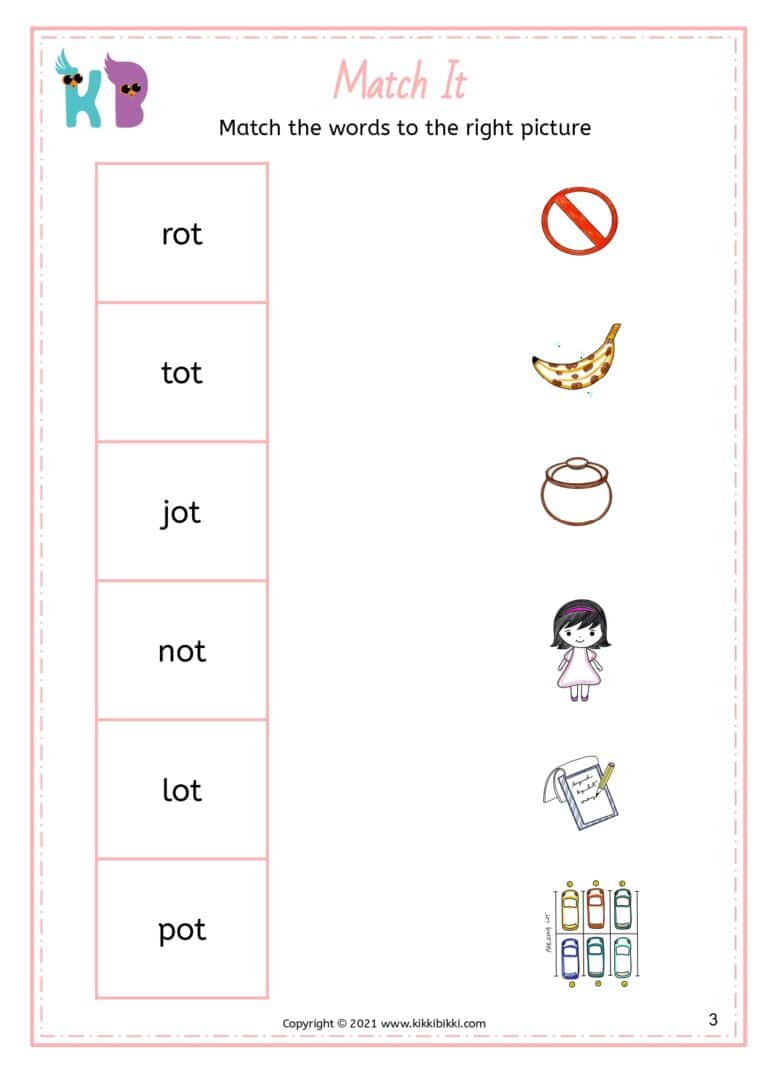 Match It Worksheets for Phonics Fun