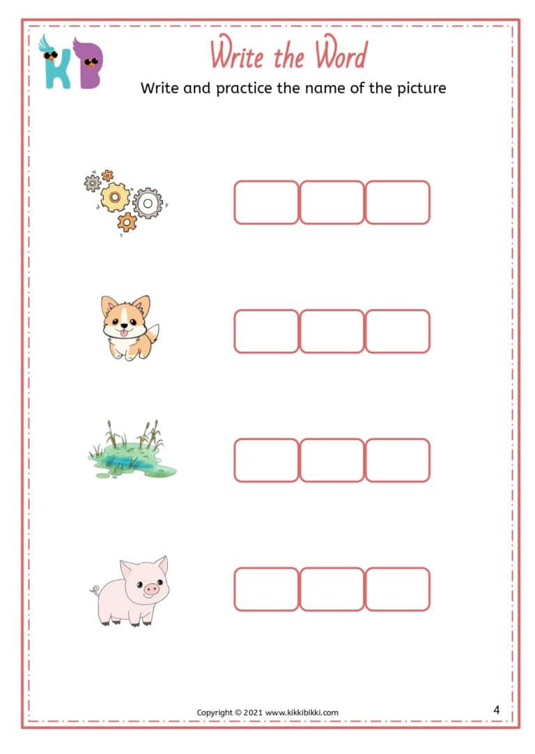 CVC OG Word Family - Write the Word Worksheets