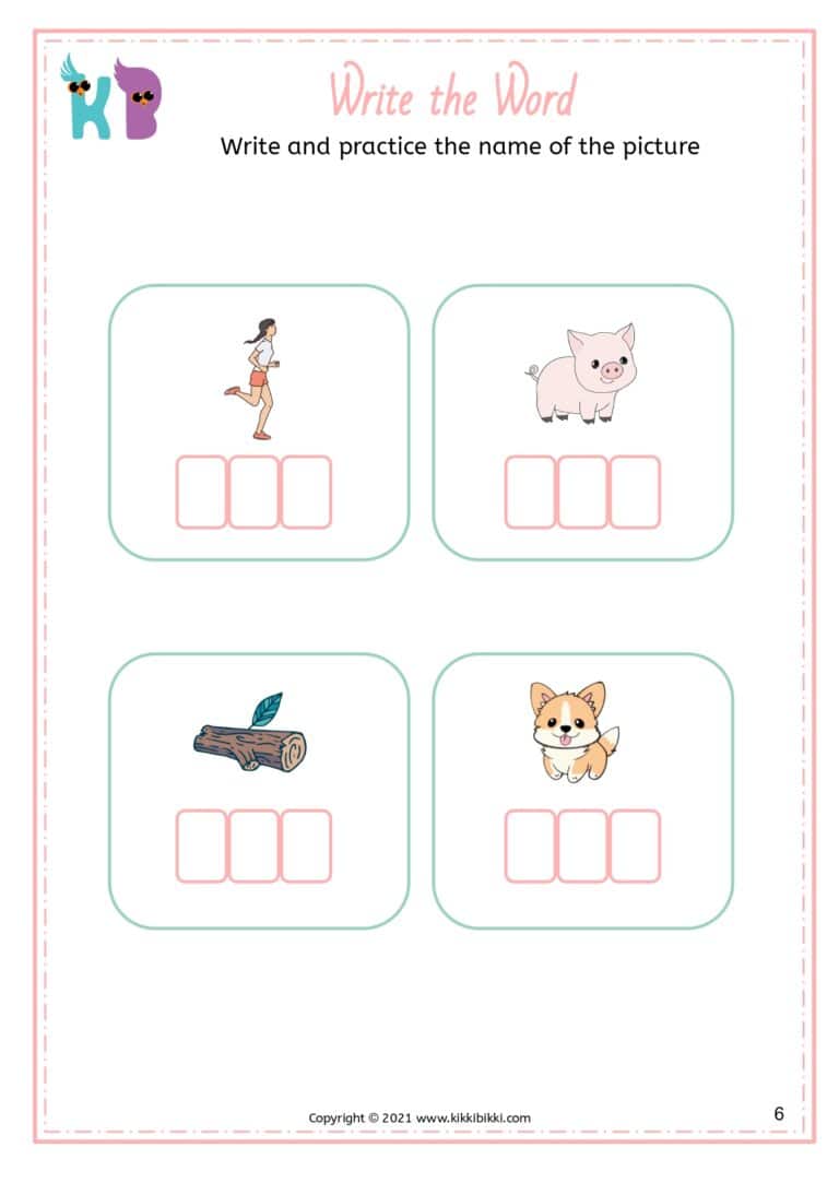 CVC OG Word Family - Write the Word Worksheets