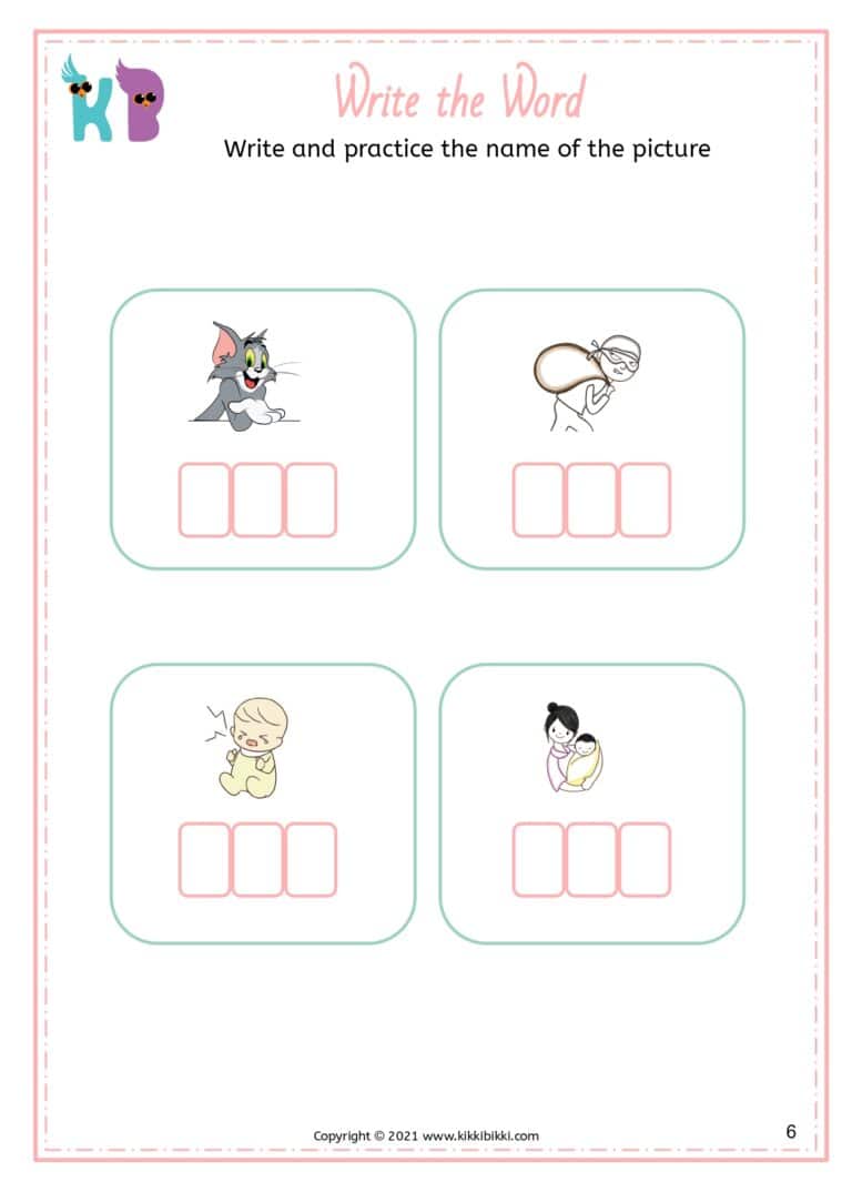 Write the Word Worksheets: CVC OB-OM Word Family