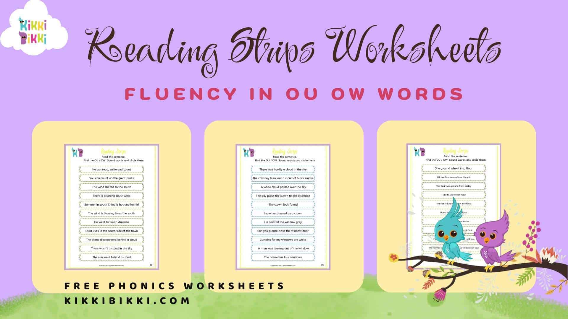 Phonics Fluency: ou and ow Sounds - Reading Strips