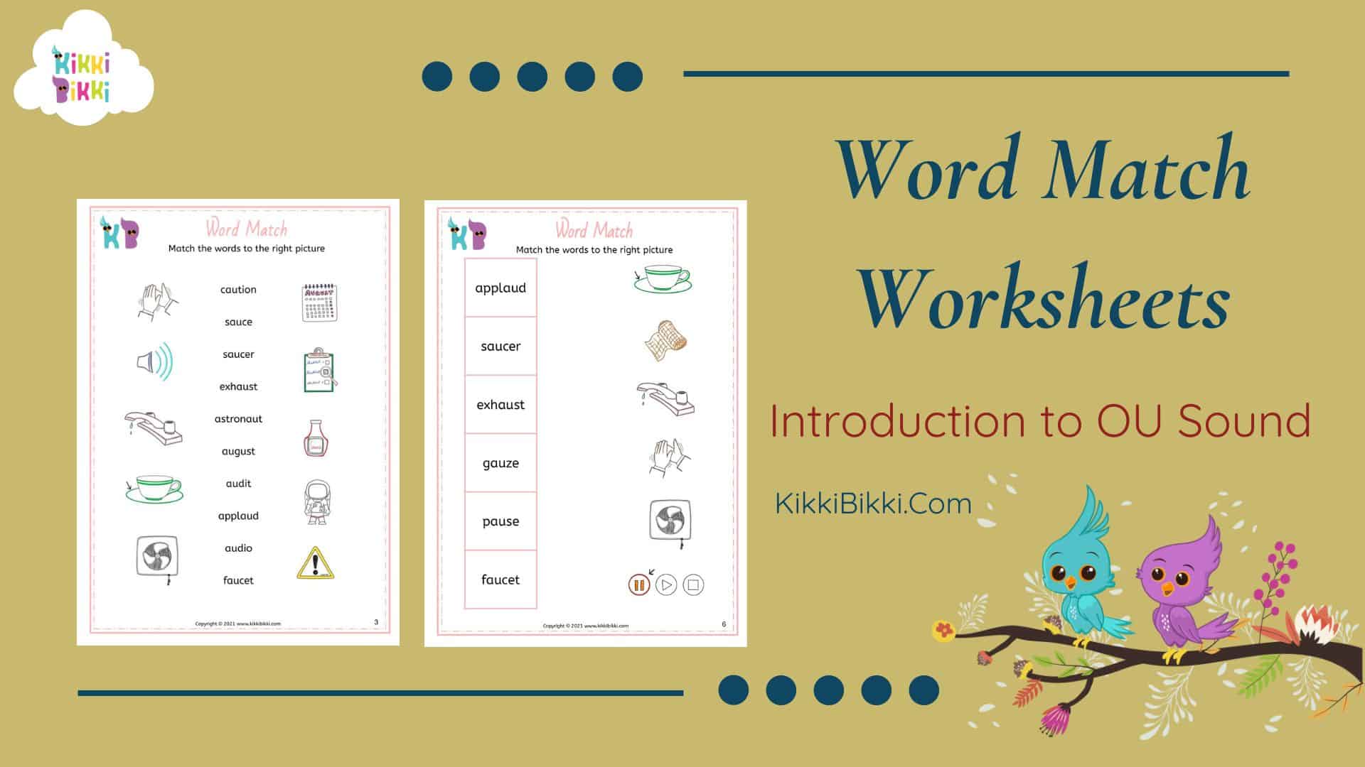 Exploring Vowel Diphthongs: OU Sound Word Match Worksheets
