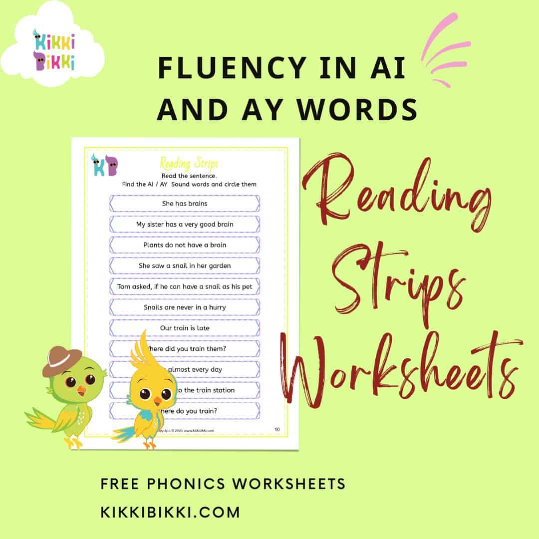 AI and AY Sound Family - Reading Strips Worksheets