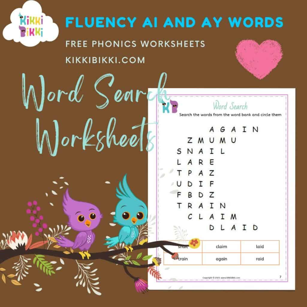 Word Search Activity for AI AY Words Archives - KikkiBikki