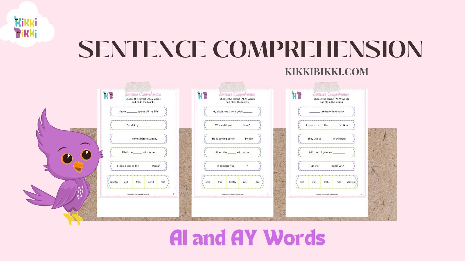 AI and AY Sound Family - Sentence Comprehension Worksheets