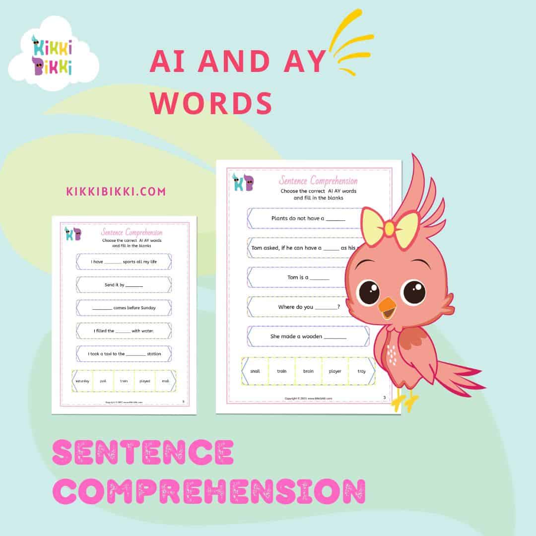 AI and AY Sound Family - Sentence Comprehension Worksheets