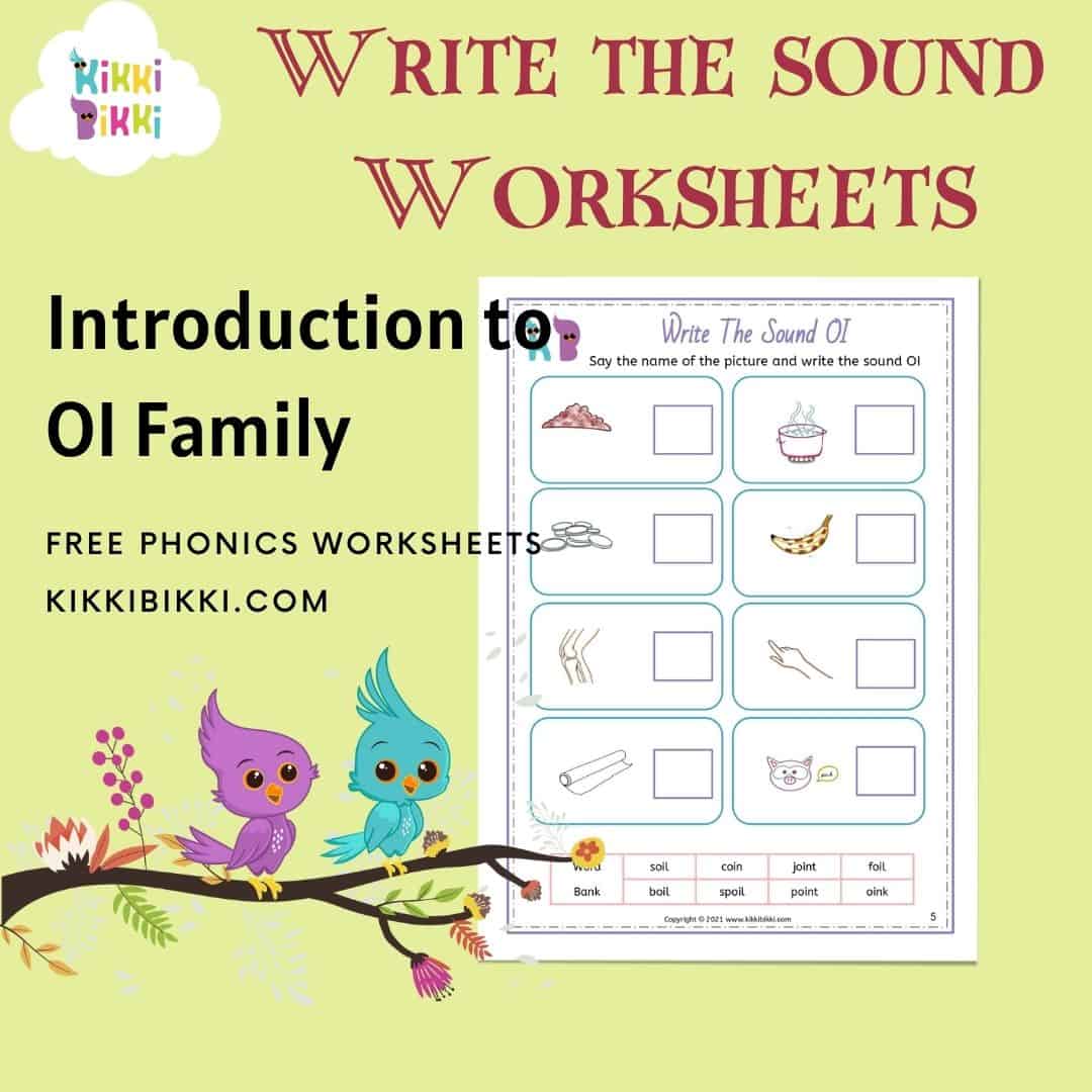 'OI' Sound Write-the-Sound Worksheets for Kindergarten