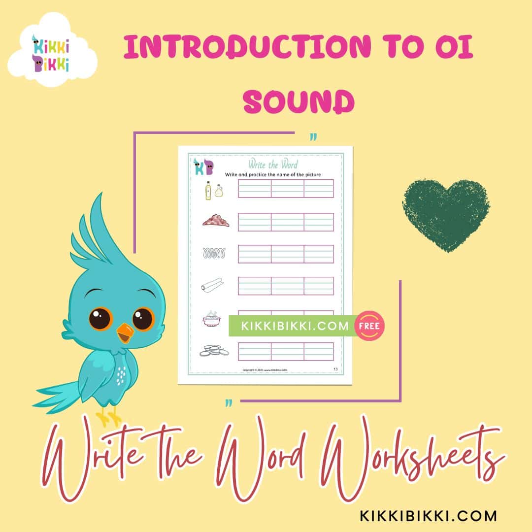 'OI' Sound - Write the Words Worksheets for Kindergarten