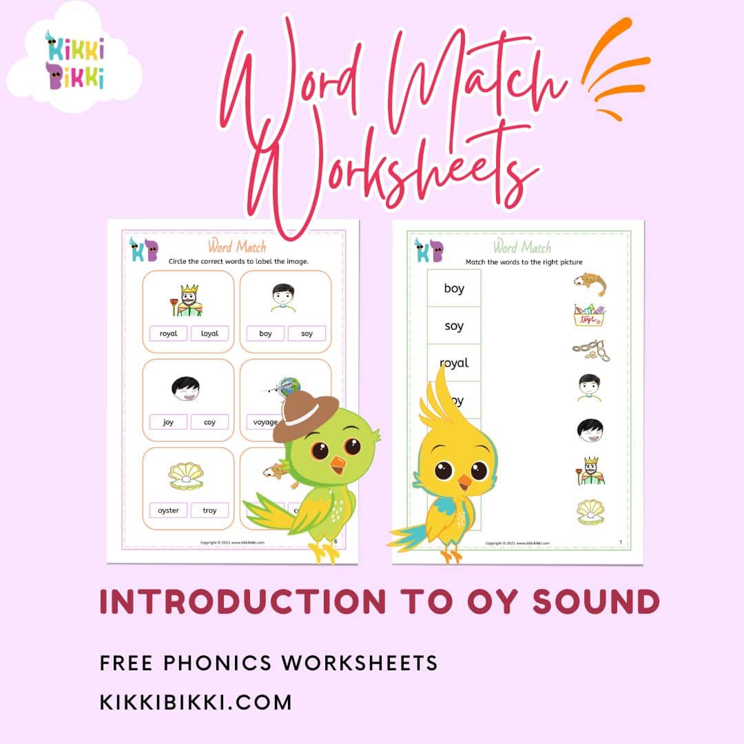 "Exploring Vowel Diphthongs: OY Sound Word Match Worksheets"