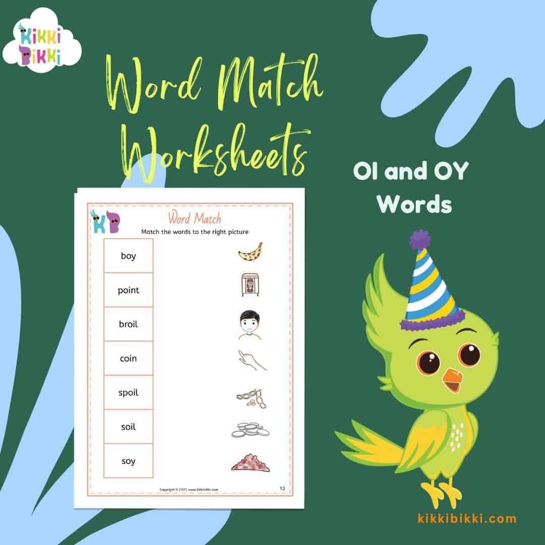 OI and OY Sounds: Word Match Worksheets for Phonics Fun