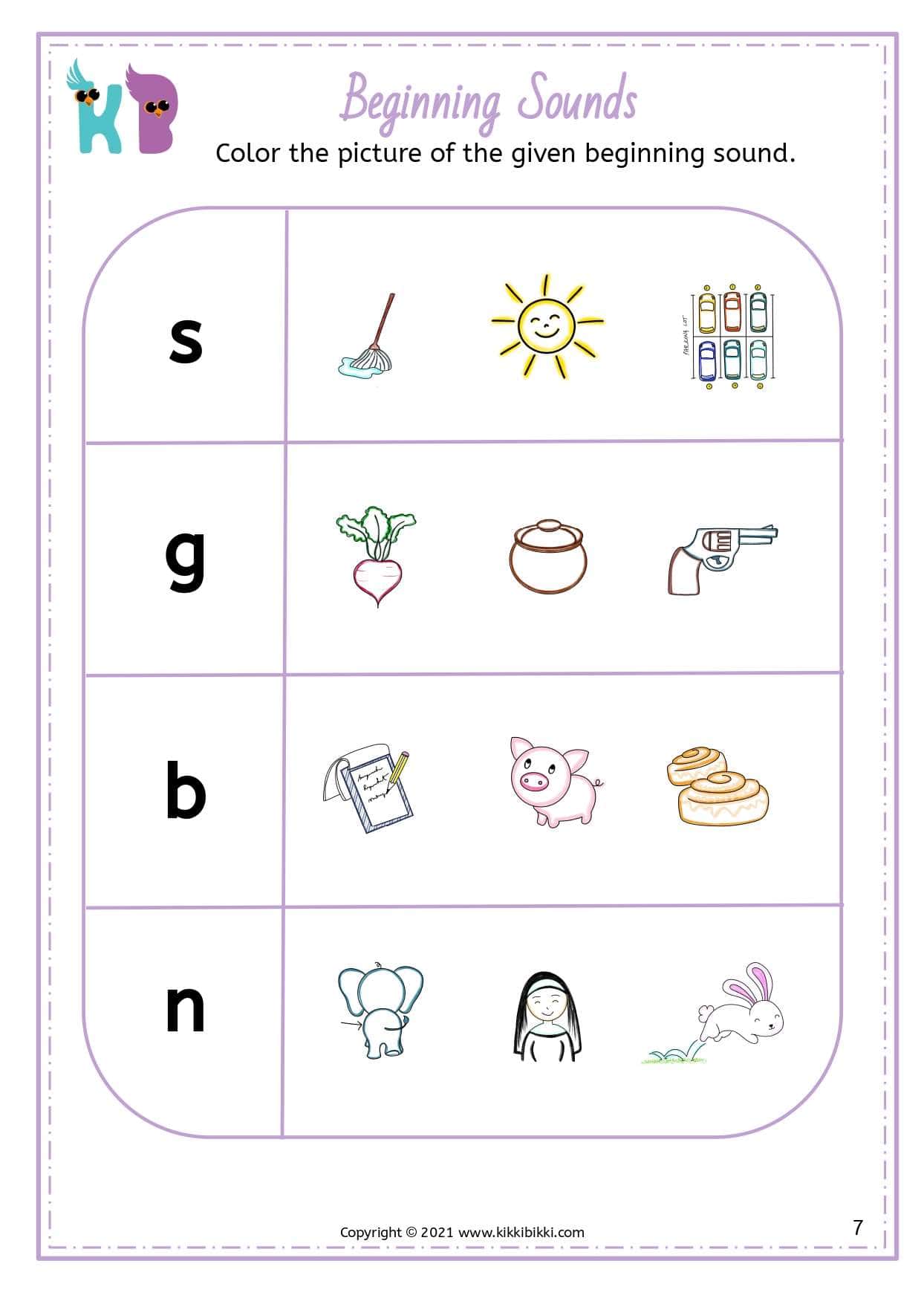 CVC UN Word Family - Beginning Sounds Worksheets