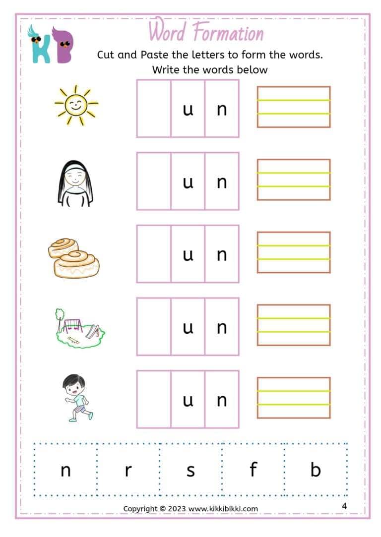 Exploring the CVC UN Word Family - Word Formation Worksheets