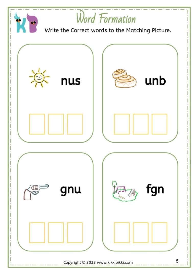 Exploring the CVC UN Word Family - Word Formation Worksheets
