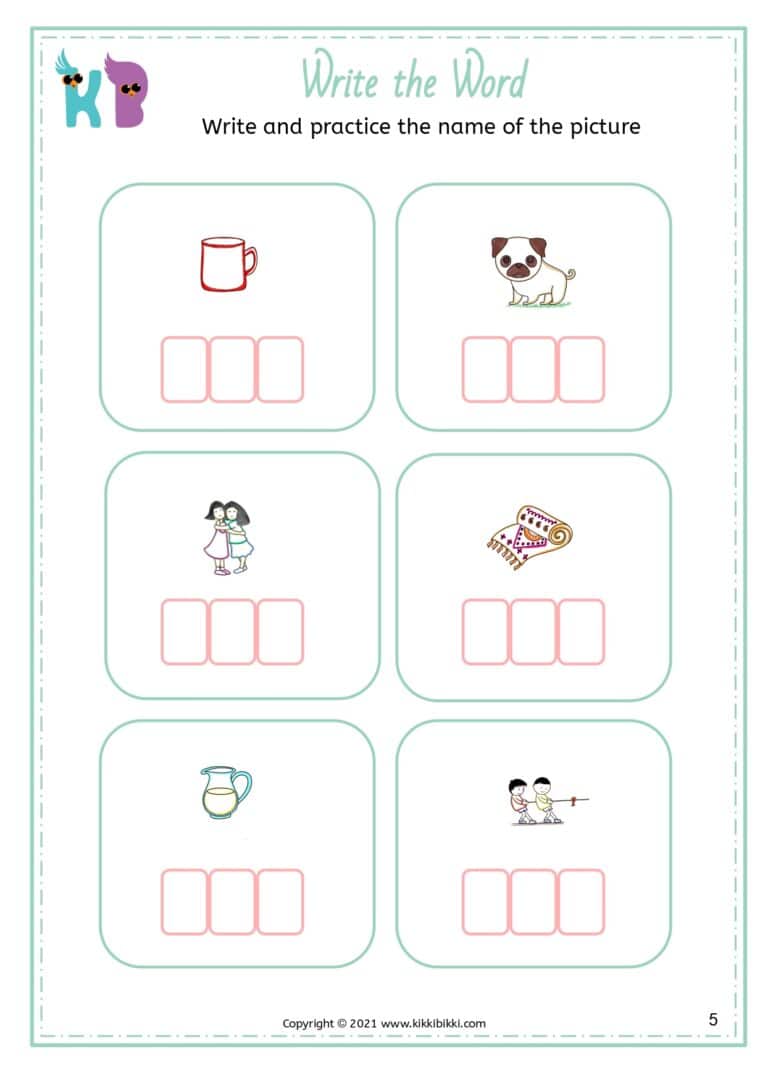 Phonics Fun: CVC UG Word Family - Write-the-Word Worksheets