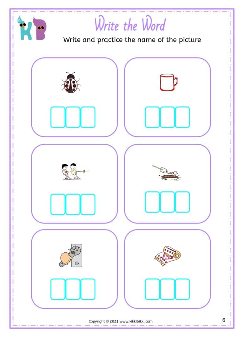 Phonics Fun: CVC UG Word Family - Write-the-Word Worksheets