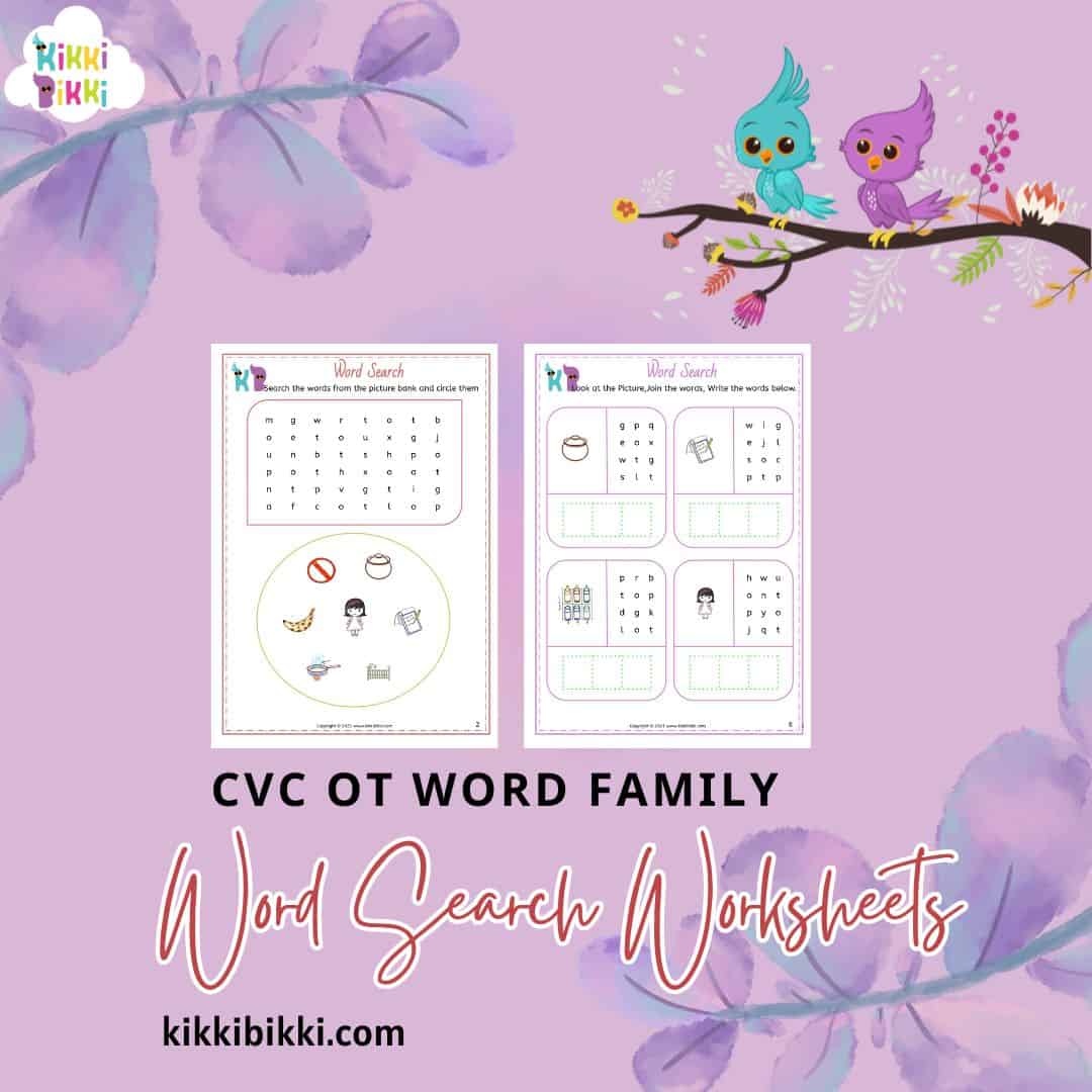 Phonics Adventure - CVC OT Word Family Word Search Worksheet