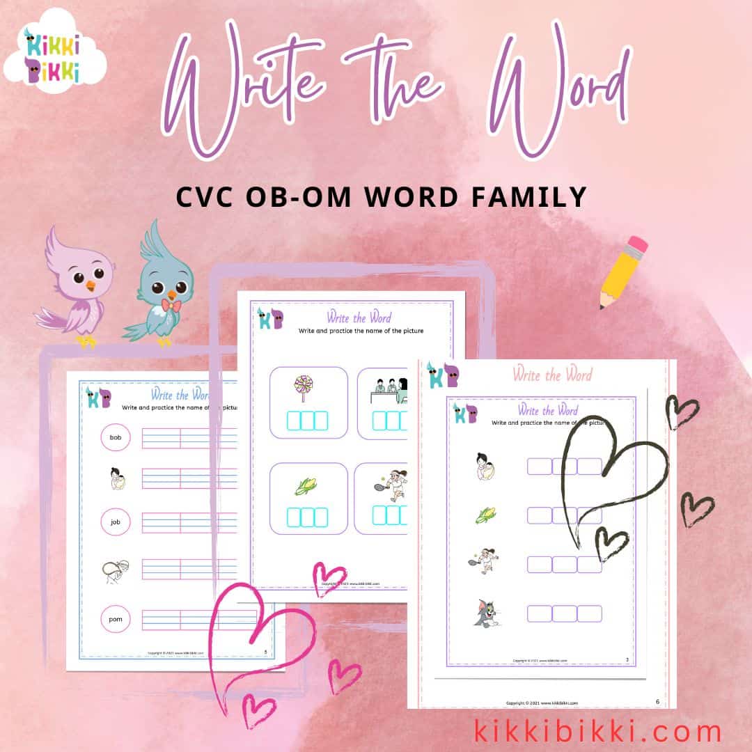 Write the Word Worksheets: CVC OB-OM Word Family