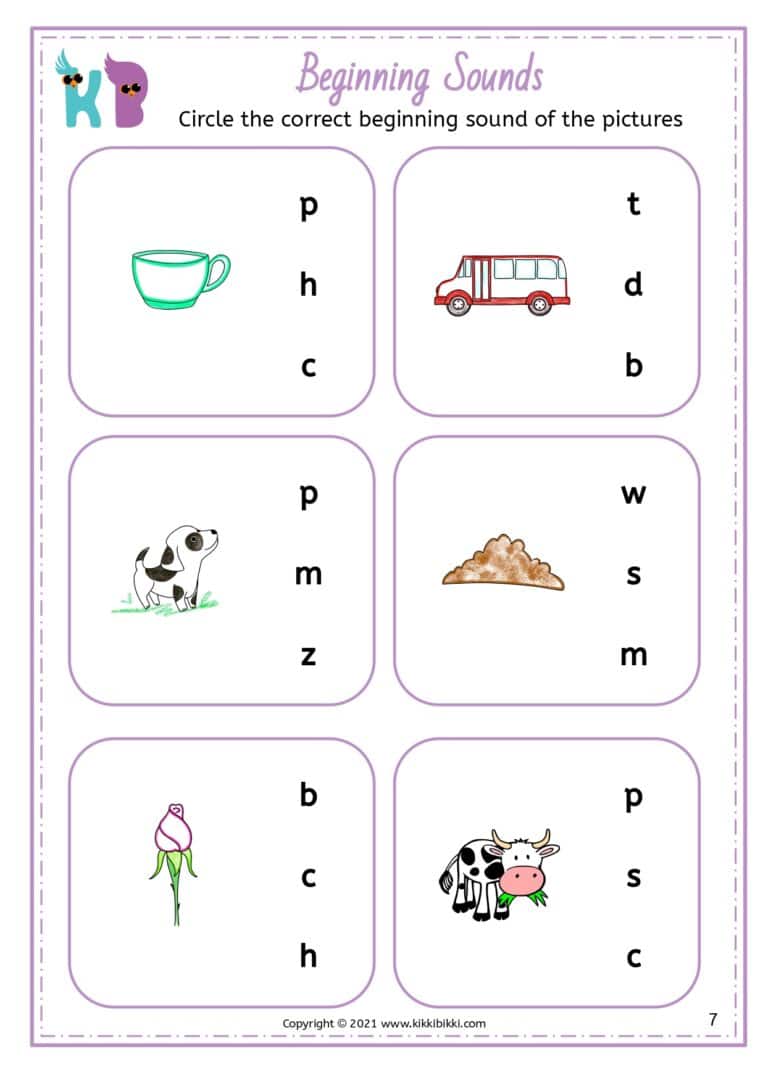 CVC UP, UD, and US Word Family - Beginning Sounds Worksheets