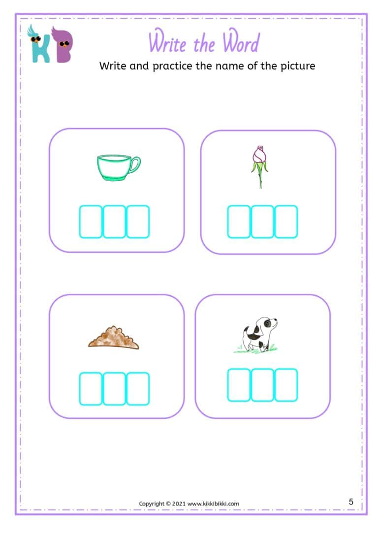 CVC Word Families: Up, Ud, Us - Write the Word Worksheet