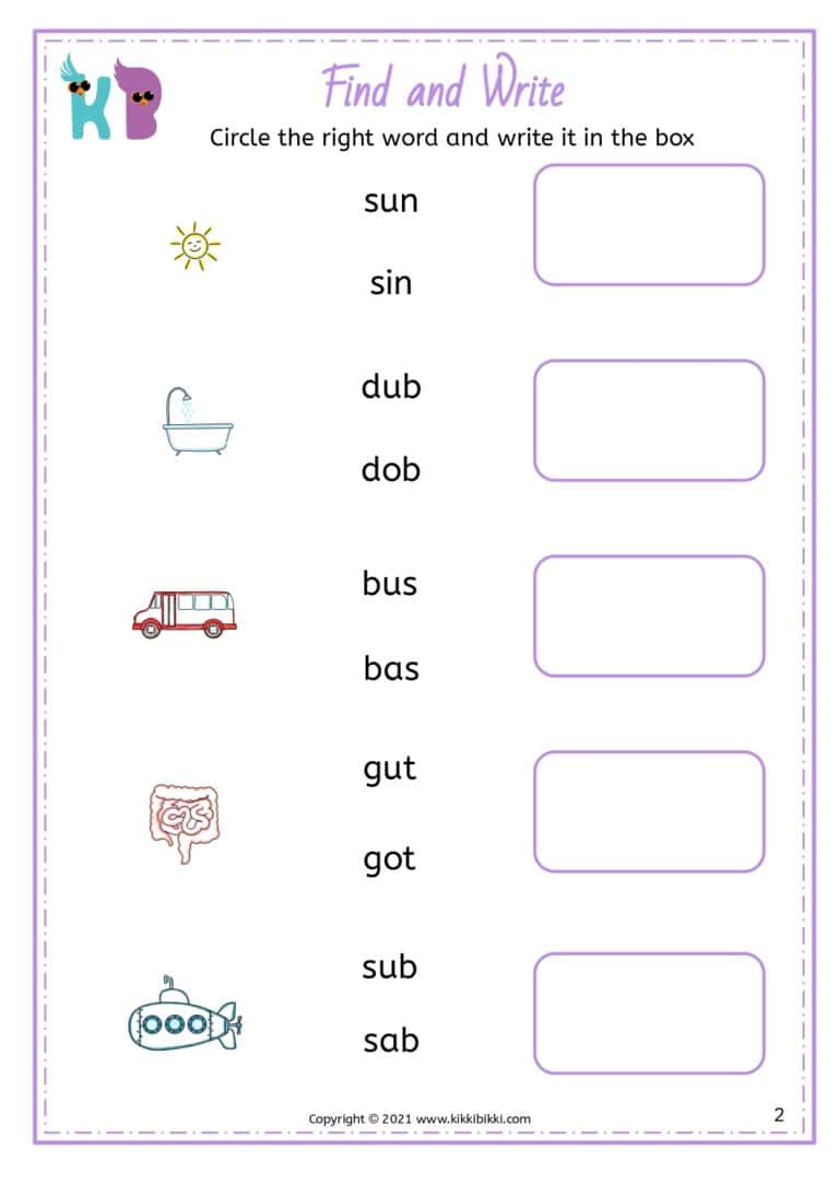 Consolidation of CVC U Sound Family - Find and Write Worksheets