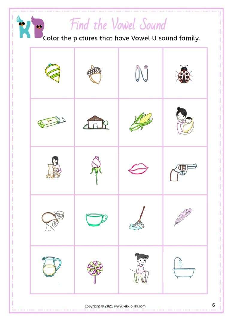 Consolidation of CVC U Sound Family - Find the Vowel Worksheets