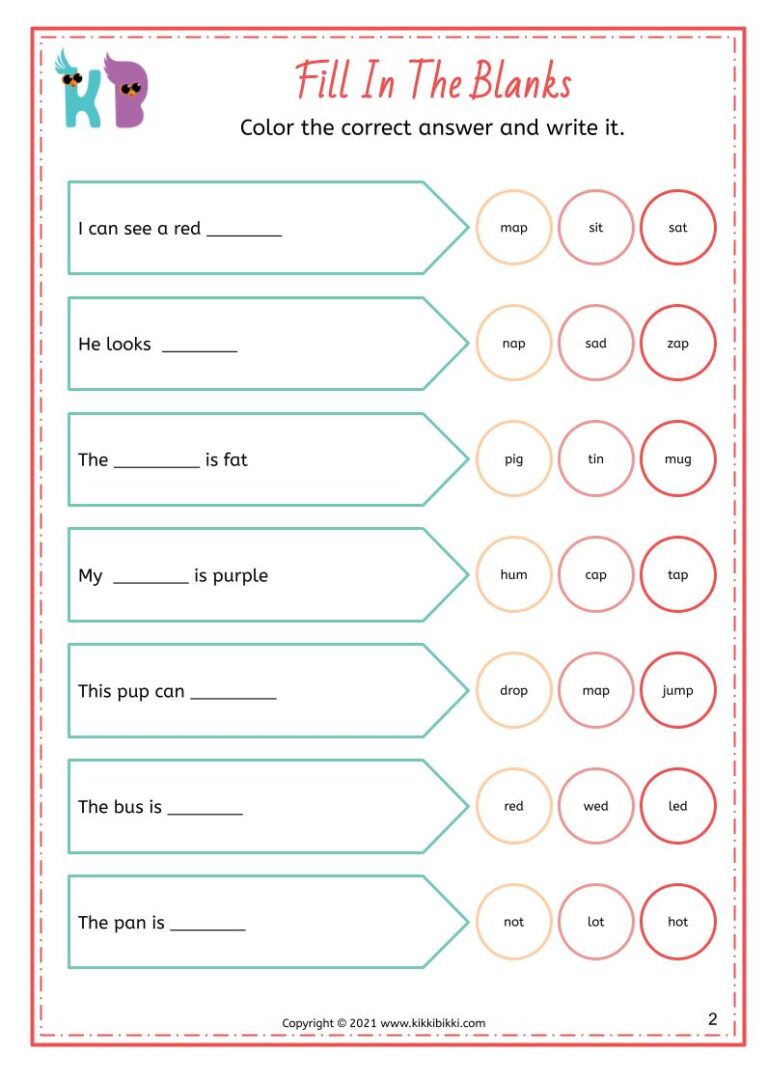Phonics Adventure: CVC Fluency - Fill in the Blanks Worksheet