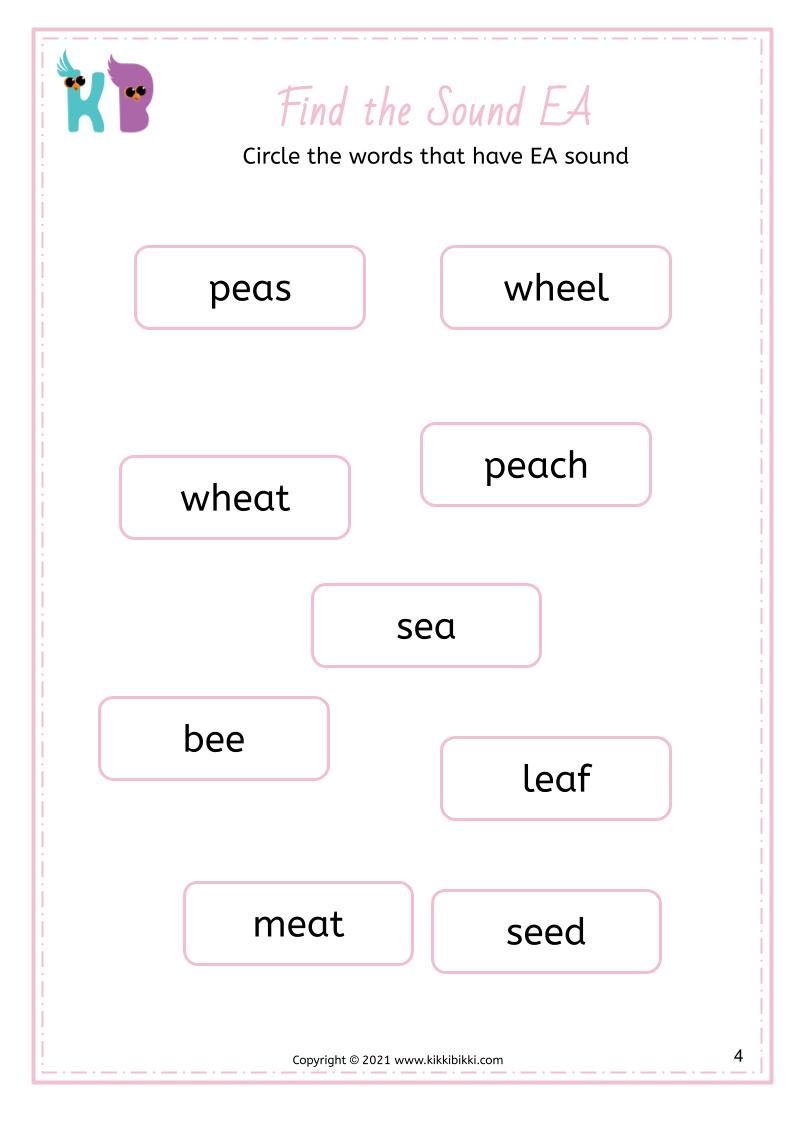"Exploring EA Sound: Free Printable Vowel Digraph Worksheets"