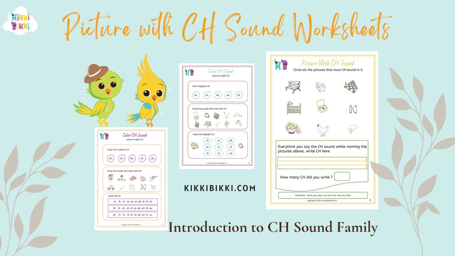 Consonant Digraph CH Sound Picture Matching Worksheet