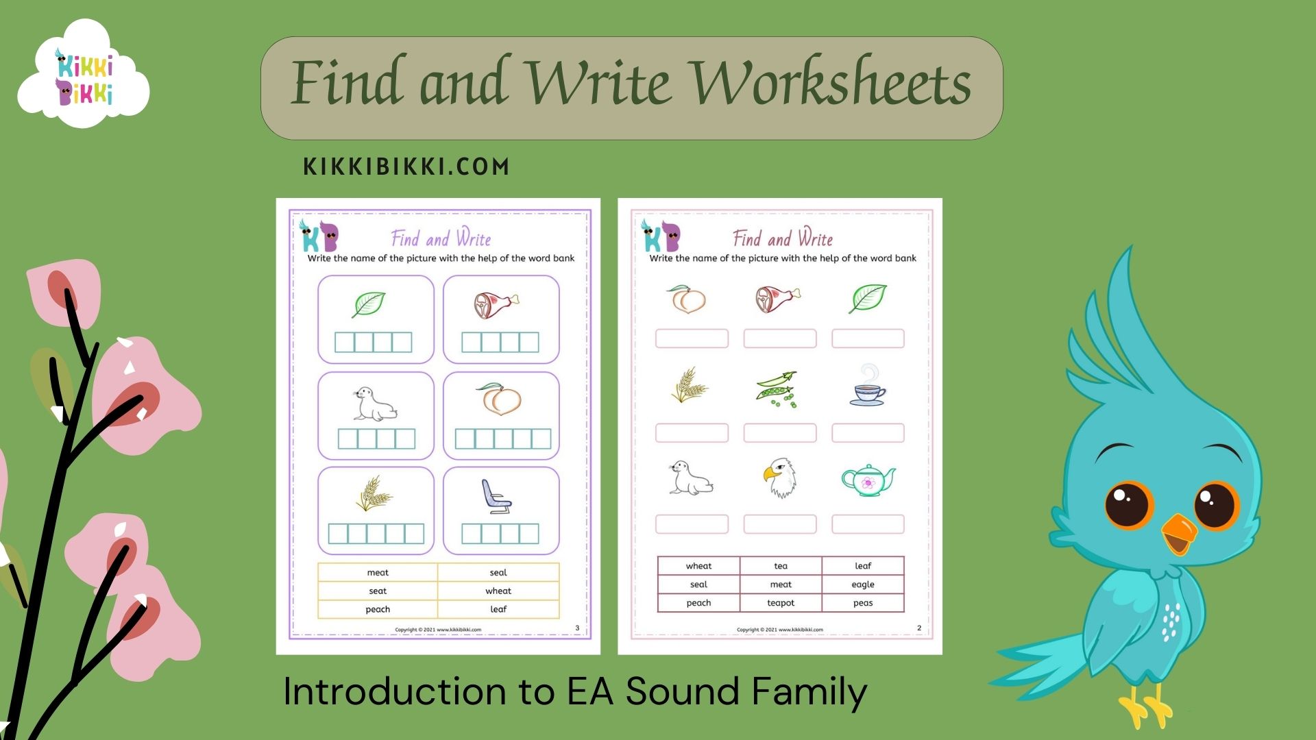 "Exploring the 'EA' Sound: Find and Write Worksheets"
