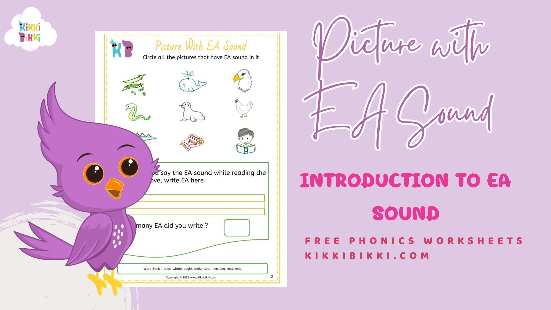 Kindergarten Phonics Worksheet - Introducing the 'EA' Sound