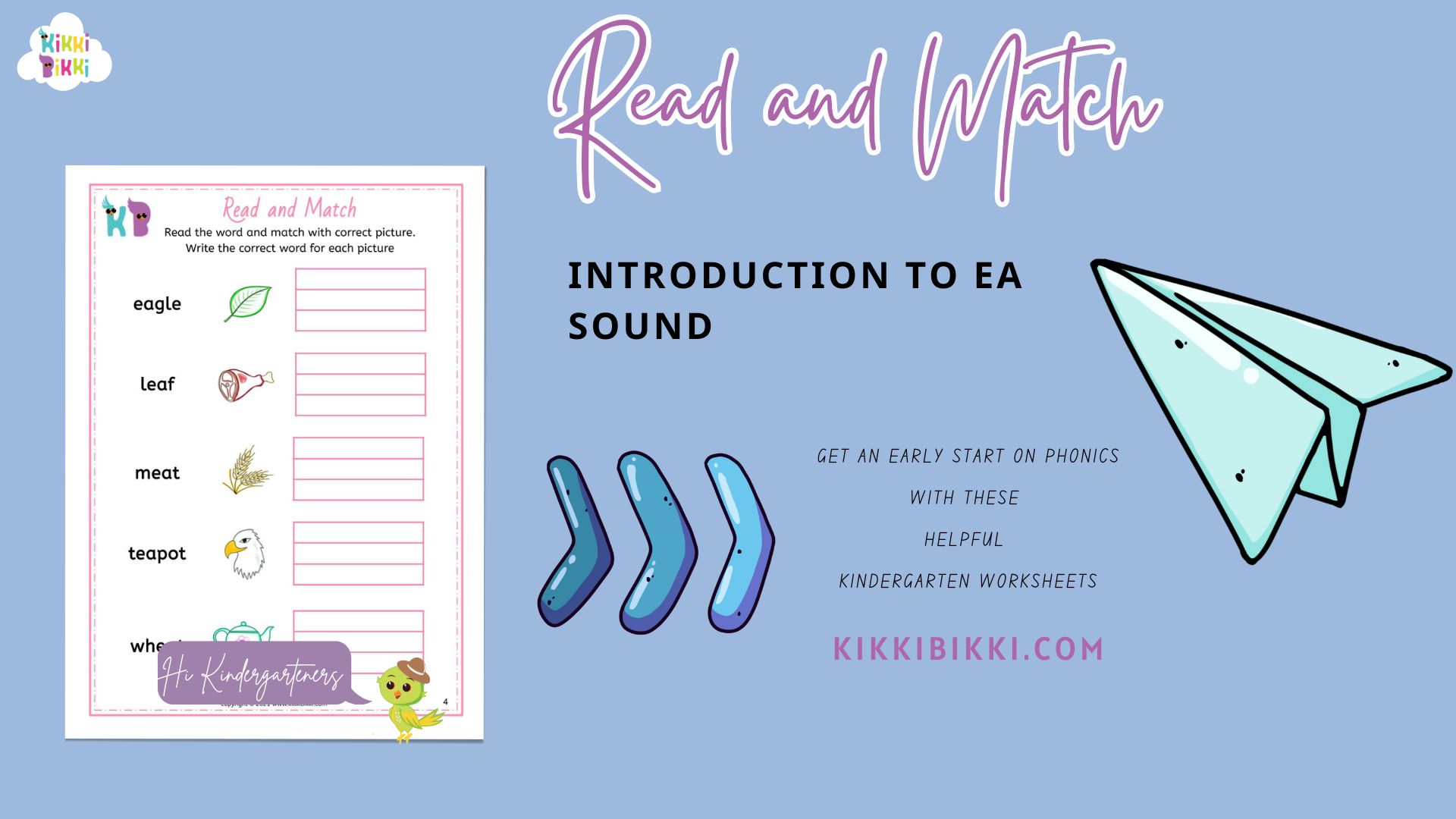 Introduction to 'EA' Sound - Read and Match Worksheets
