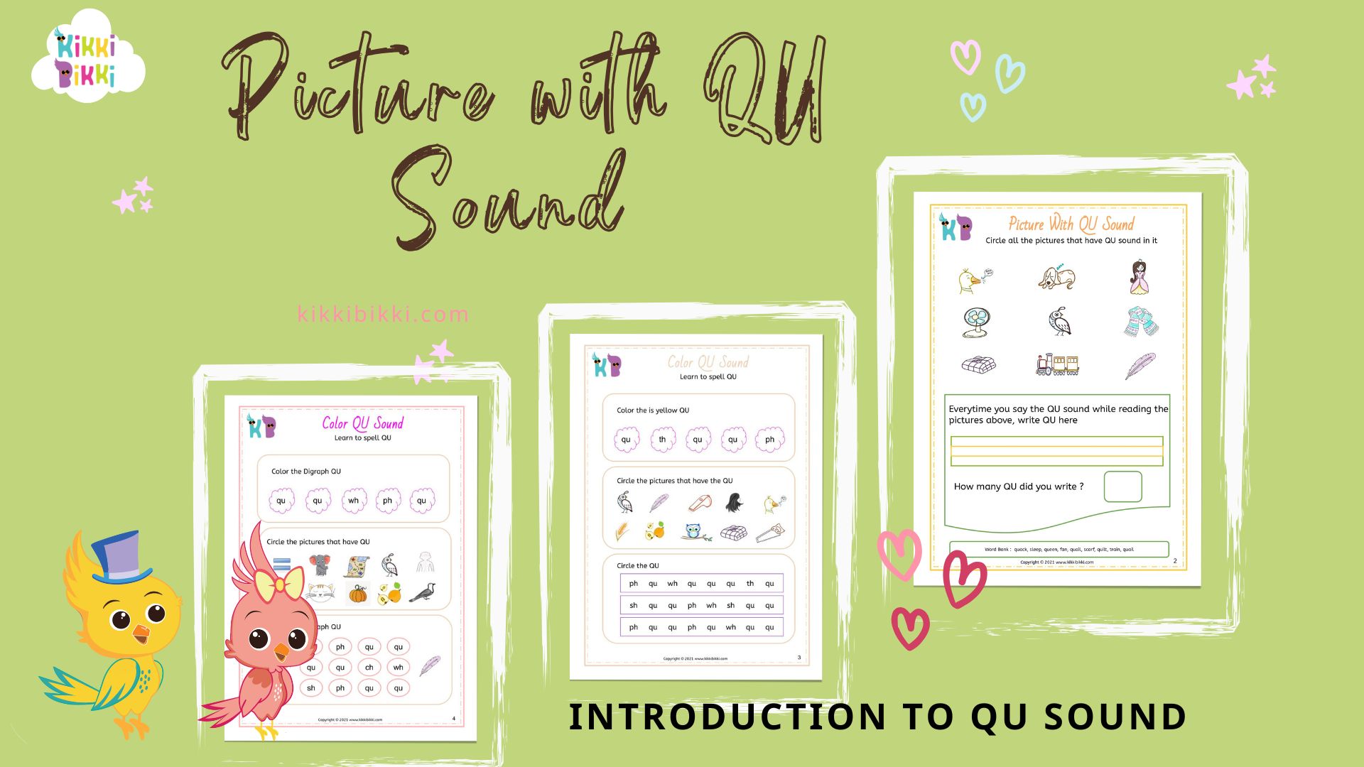 Introduction to 'qu' Sound - Match the Picture Sound Worksheets