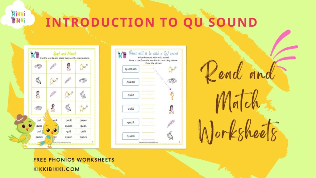 Introduction to 'qu' Sound - Read and Match Sound Worksheets