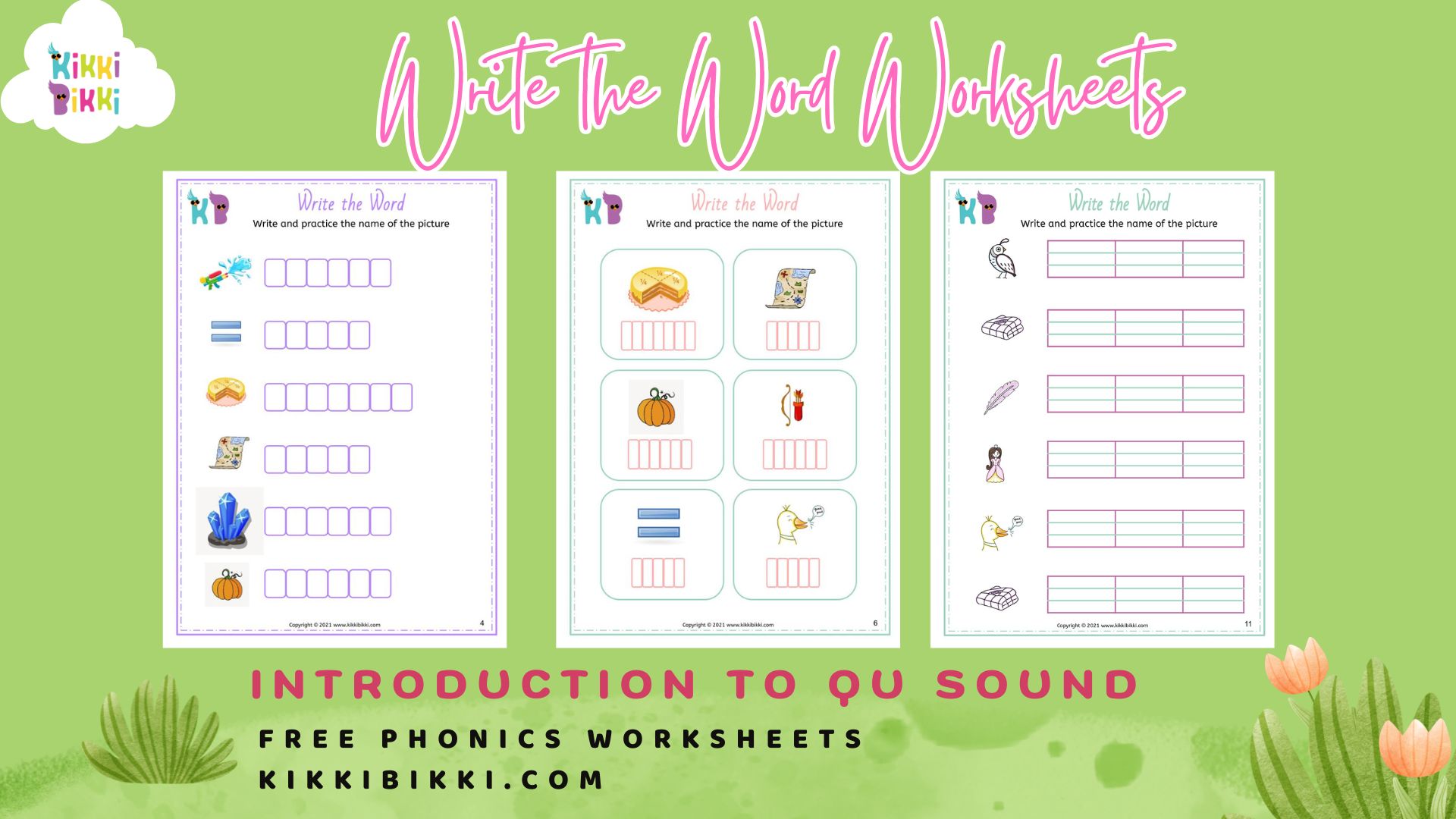 Introduction to 'QU' Sound - Write the Word Worksheets