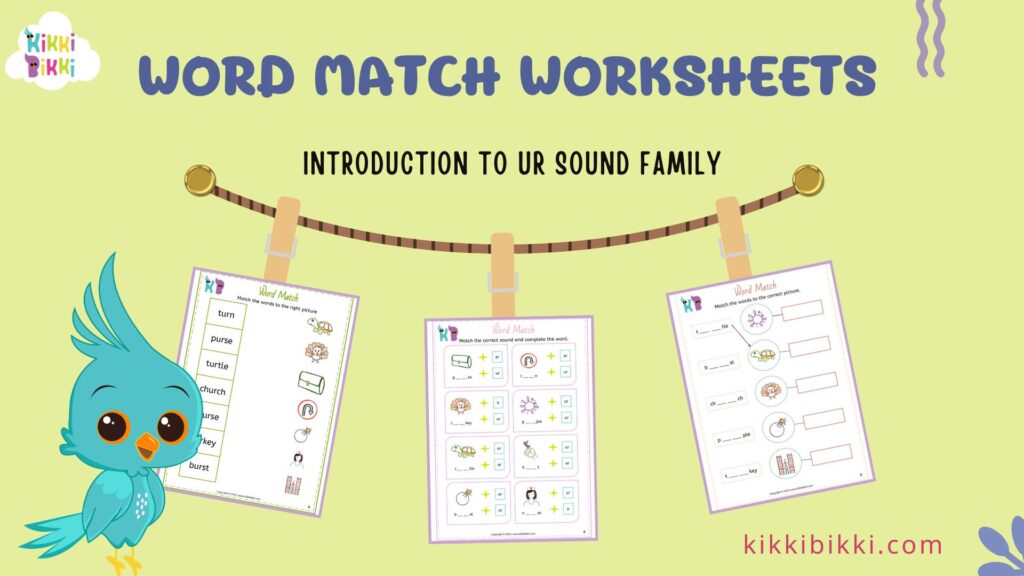 Exploring the 'UR' Sound: Word Match Worksheets for Phonics Fun